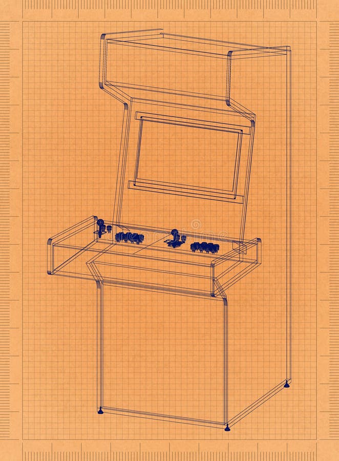 Arcade Game - Retro Blueprint Stock Illustration - Illustration of ...