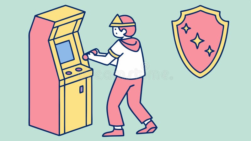 Arcade Game with Shield and Characters. Vector Design Generative AI Stock Vector - Illustration ...