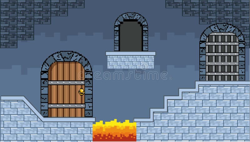 Arcade Game World and Pixel Scene Design Vector Illustration Stock ...