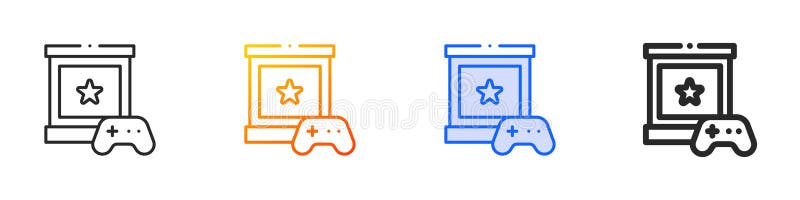 Arcade Icon.Thin Linear, Gradient, Blue Stroke and Bold Style Design ...