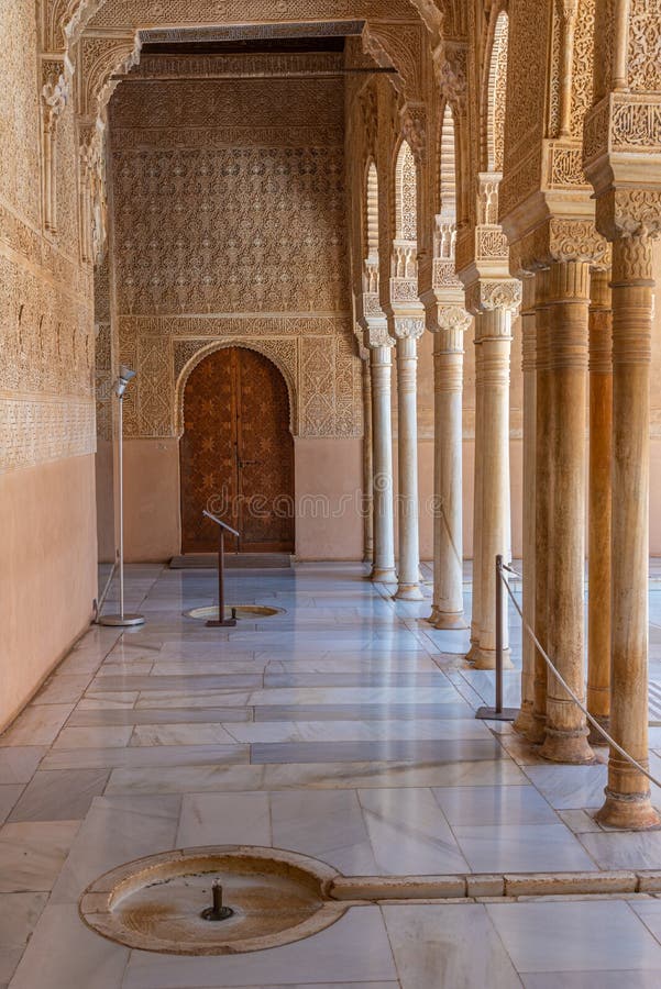 Arcade Inside of Alhambra Palace in Granada, Spain Stock Photo - Image ...