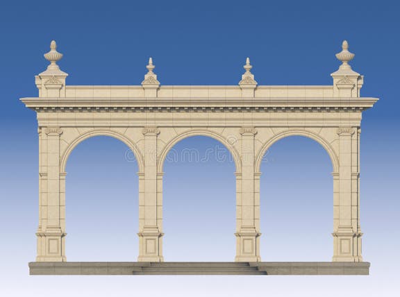 Arcade with Ionic Pilasters in Classic Style. 3d Render Stock ...