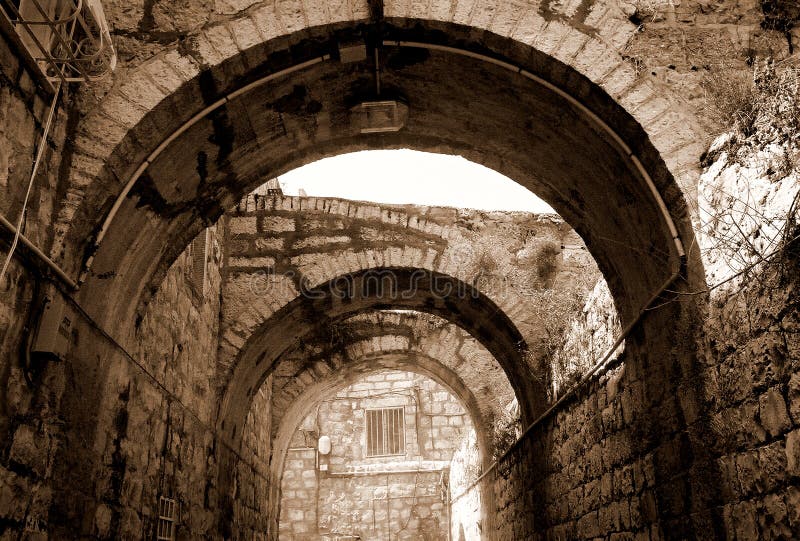 Arcade in Jerusalem stock photo. Image of wall, israel, stone - 8028