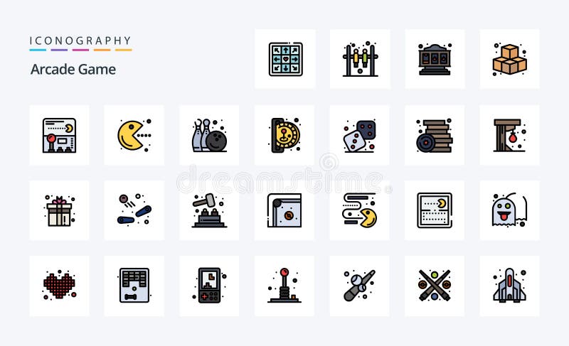 25 Arcade Line Filled Style Icon Pack. Vector Iconography Illustration ...