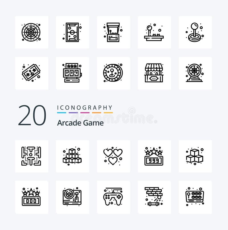 20 Arcade Line Icon Pack Like Fun Game Play Fun Play Stock Vector ...