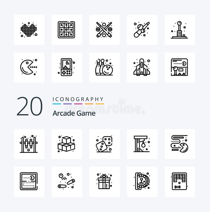 20 Arcade Line Icon Pack Like Play Games Games Competition Game Stock ...