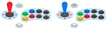Arcade Machine Joystick and Buttons Layout for Two Players Stock Vector ...