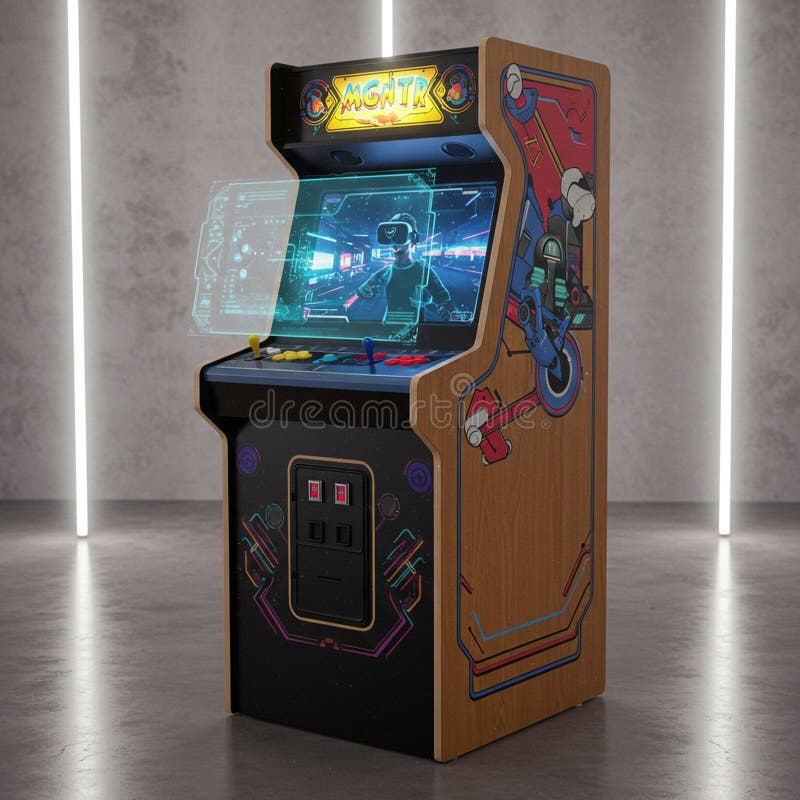 Arcade Machine with a Retro Design, Featuring Vibrant Graphics on the ...