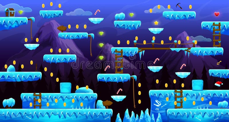 Arcade North Pole World Game Level Map Interface Stock Vector ...