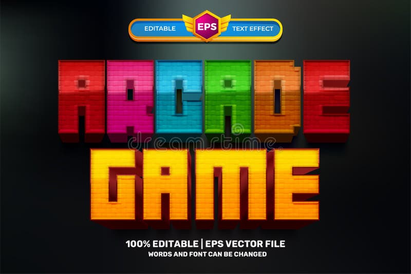 Arcade Pixel Game Hero 3d Editable Text Effect Stock Vector ...