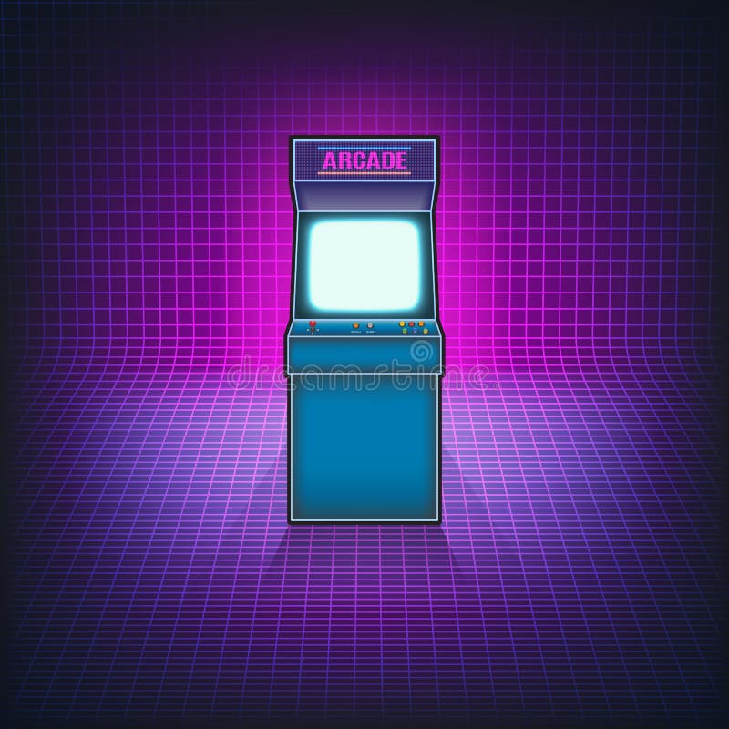 Retro Arcade Game Machine. Screen Background and Font Stock Vector ...