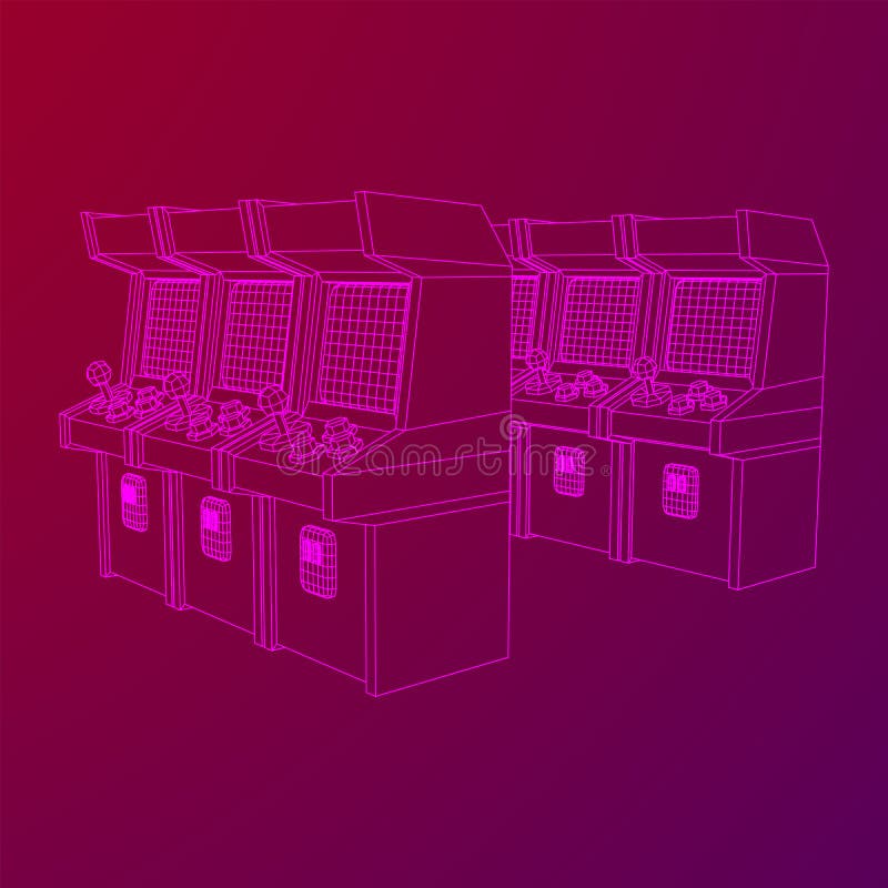 Arcade Retro Game Machine. Wireframe Low Poly Mesh Stock Vector ...