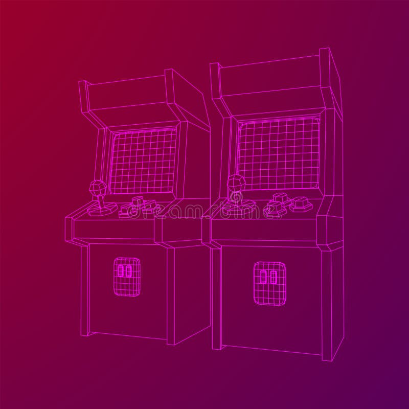 Arcade Retro Game Machine. Wireframe Low Poly Stock Vector ...