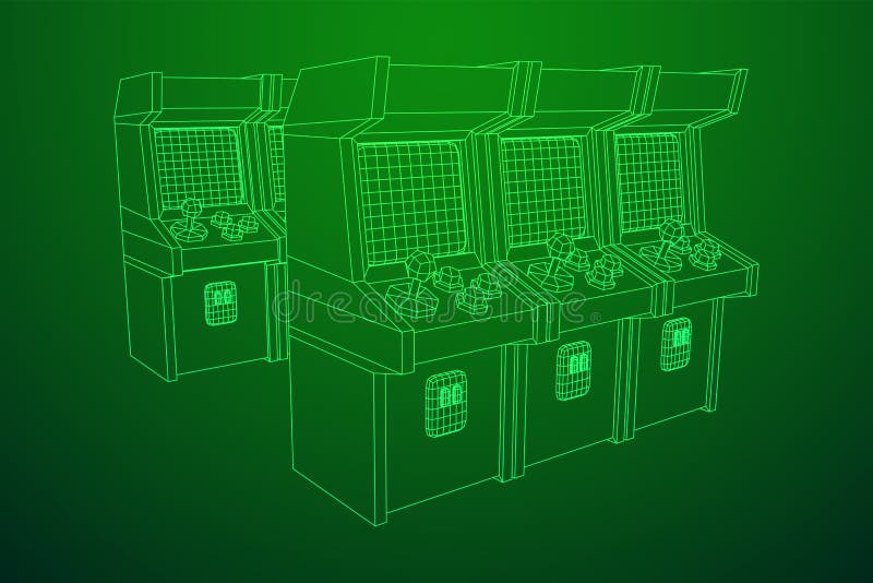 Arcade Retro Game Machine. Wireframe Low Poly Stock Vector ...