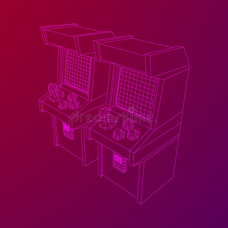 Arcade Retro Game Machine. Wireframe Low Poly Stock Vector ...
