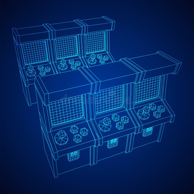 Arcade Retro Game Machine Vector Stock Illustration - Illustration of ...