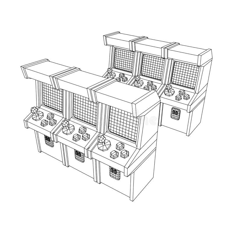 Arcade Retro Game Machine. Wireframe Low Poly Mesh Stock Vector ...