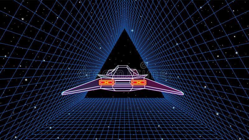 Arcade Space Ship Flying through the Triangular Gate, 80s Style ...