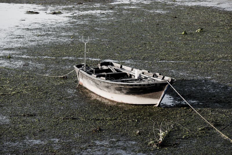 A Stranded Boat on the Coast. Stock Image - Image of transportation ...