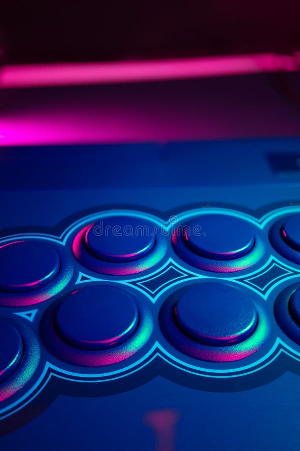 Arcade Stick Buttons, Gamming Controls Colorful RGB Lights. Stock Photo ...