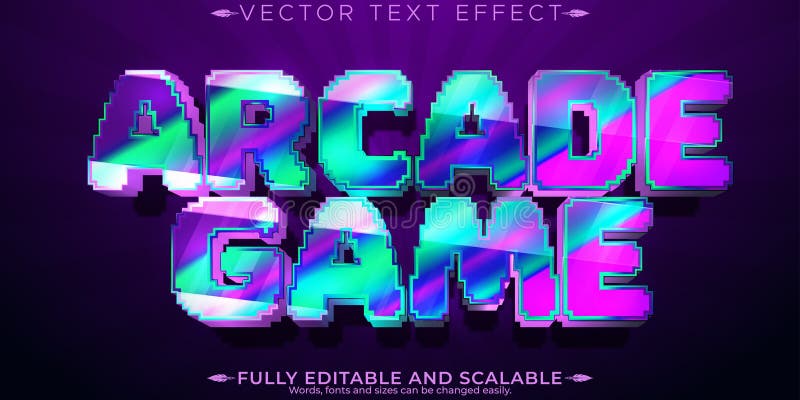 Arcade Text Effect, Editable Pixel and Retro Text Style Stock Vector ...