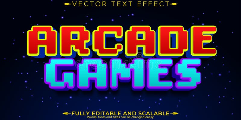Arcade Text Effect, Editable Pixel and Retro Text Style Stock Vector ...