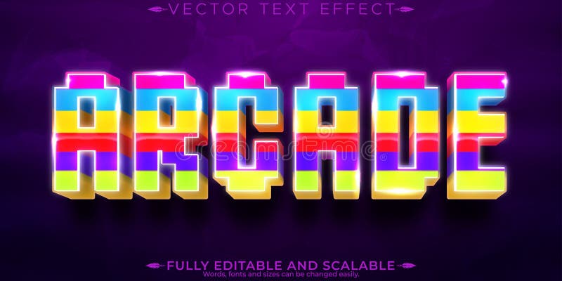 Arcade Text Effect, Editable Pixel and Retro Text Style Stock Vector ...