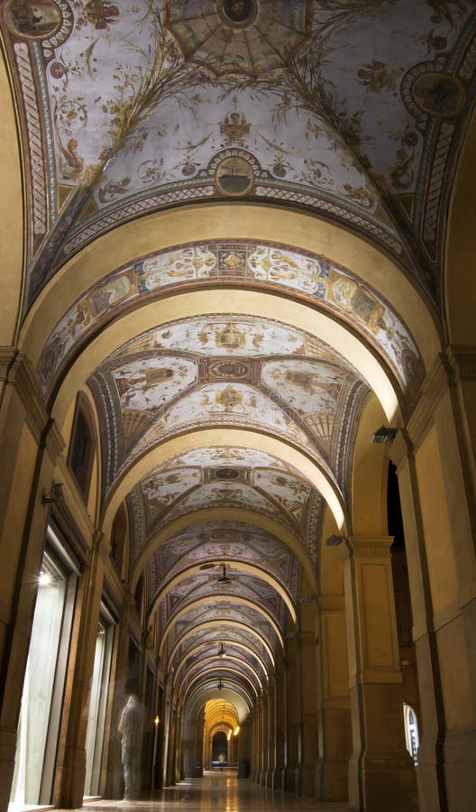 Arcades in Bologna, Italy stock image. Image of cross - 23100511