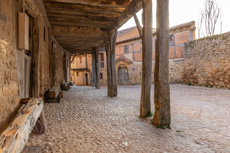 Arcades and Old Houses, Typical Medieval Architecture in Calatanazor ...