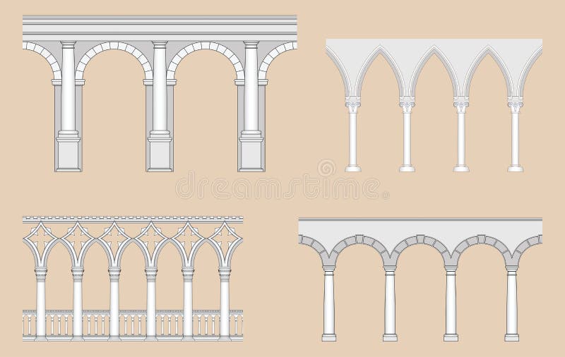 Corinthian Columns with an Arcade Stock Illustration - Illustration of ...
