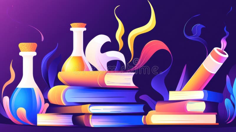 Arcane Alchemy & Books stock illustration. Illustration of colors ...