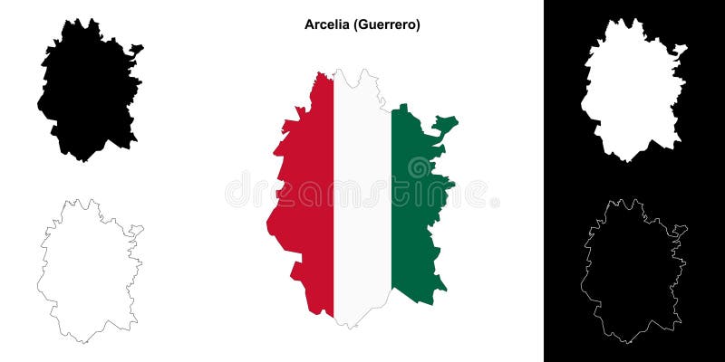 Arcelia outline map stock vector. Illustration of border - 375811637