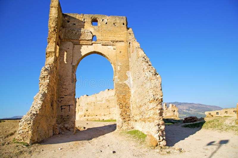 Arch in Africa Old Construction Street Blue Sky Stock Image - Image of ...