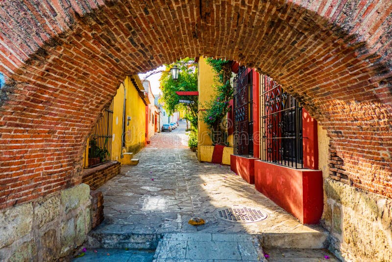 Arch and Alley in the Old Town of Oaxaca, Mexico Stock Photo - Image of ...