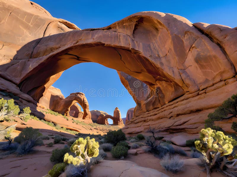 The Arch of Arches in the Utah Desert Stock Illustration - Illustration ...