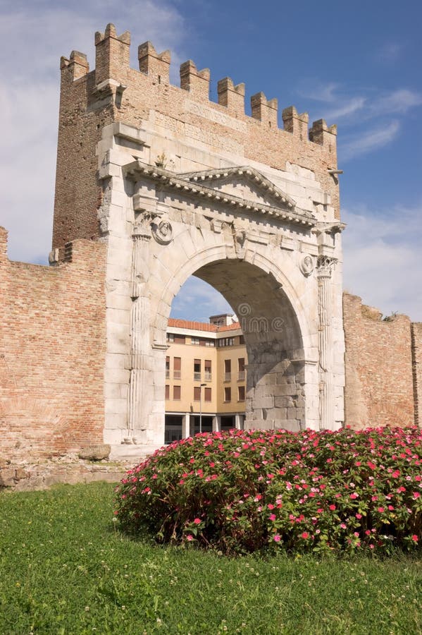 Arch of Augustus in Rimini stock image. Image of triumphal - 16170831