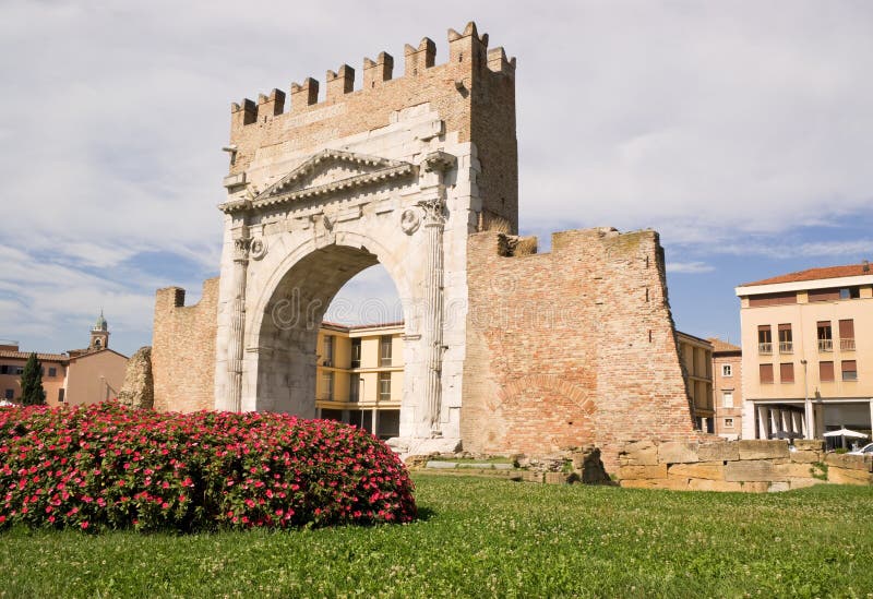 Arch of Augustus in Rimini stock photo. Image of effect - 16860838