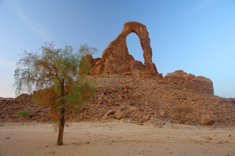Arch of Bachikele Desert of Ennedi, Chad Stock Photo - Image of ...