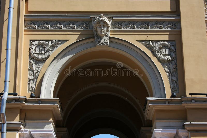 Arch with Bas-reliefs in an Old Building Stock Photo - Image of farm ...