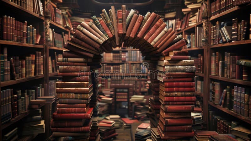 The Arch of Books.AI Generated Image Stock Image - Image of bookshelf ...