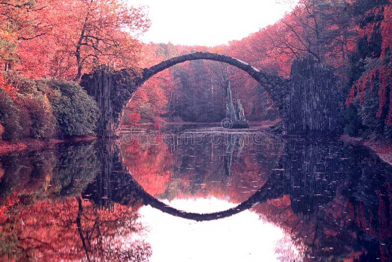 Arch Bridge in Kromlau. Amazing Place in Germany Stock Photo - Image of ...