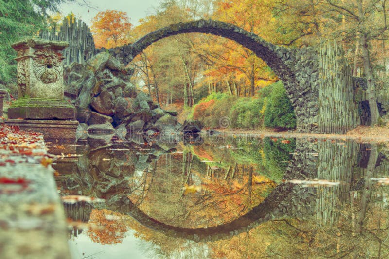 Arch Bridge in Kromlau. Amazing Place in Germany Stock Image - Image of ...