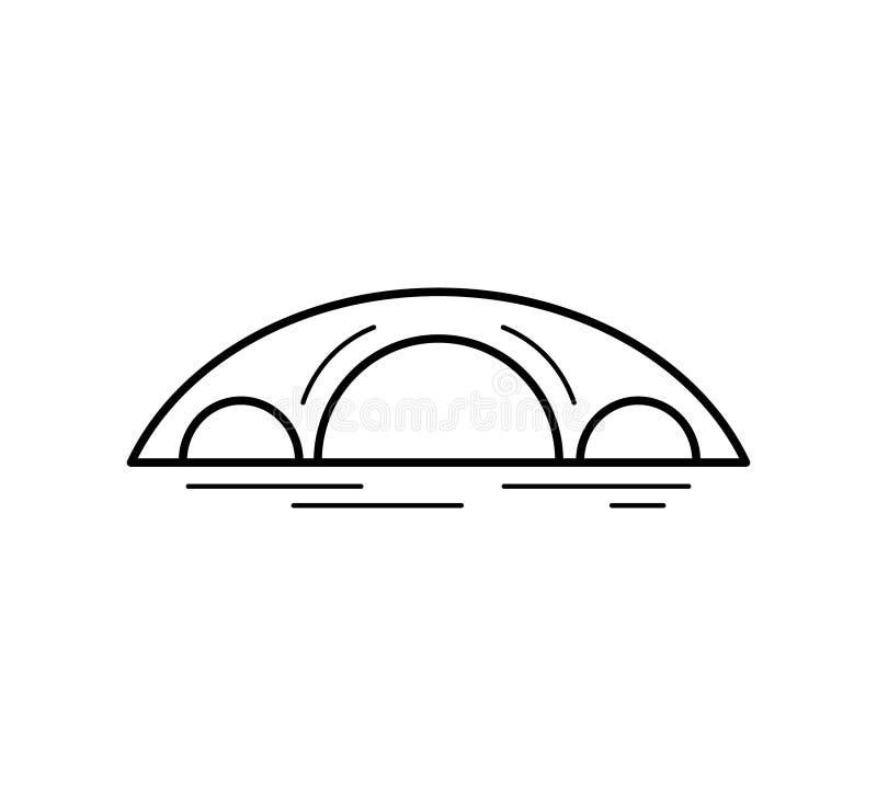 Arch Bridge Black Silhouette Icon Isolated on White Background ...