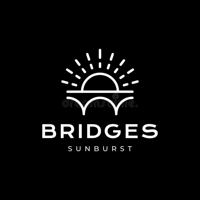 Arch Bridge with Sunset Sunburst Line Style Simple Modern Clean Flat ...