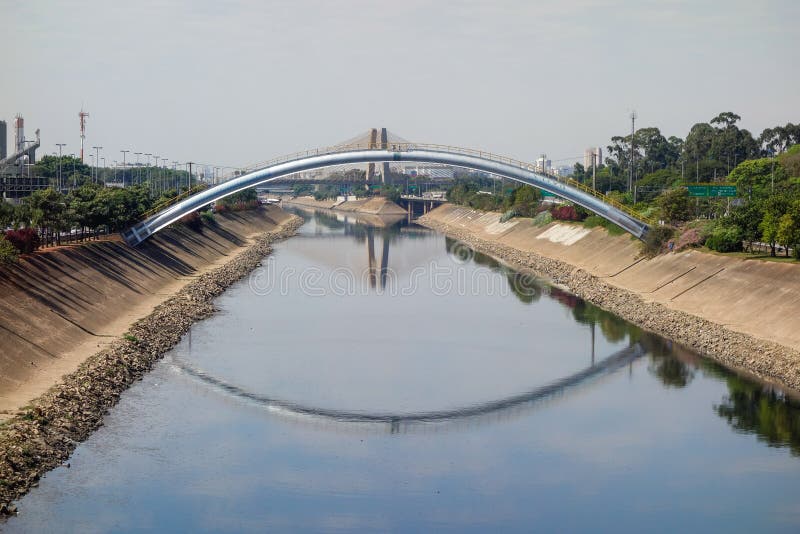 Tiete River, Marginal Tiete Highway and Limao Bridge Aerial View at ...