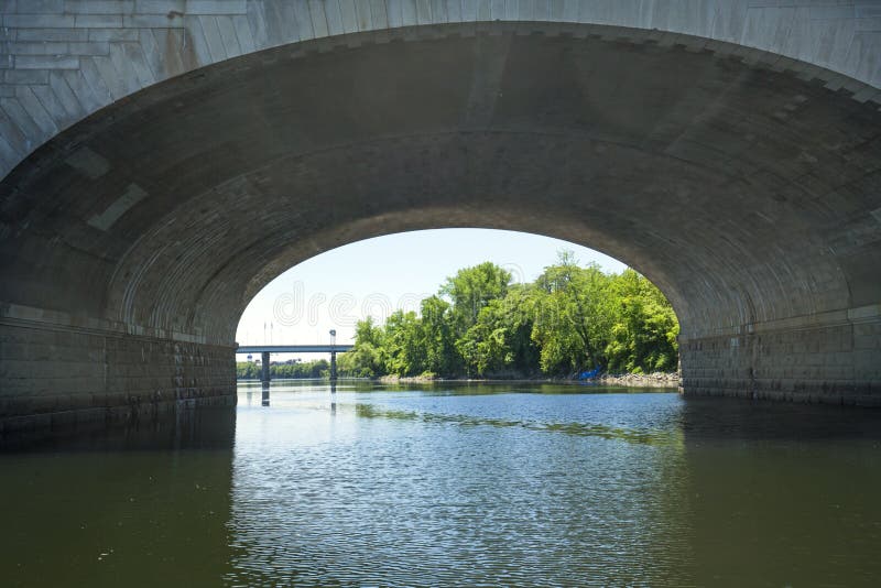 Arch of Bulkeley Bridge in Hartford, Connecticut, in June Stock Photo ...