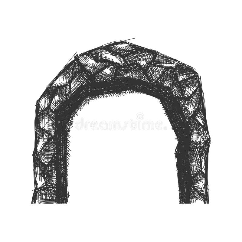 An Arch, a Cave, and a Hand-drawn Shelter. Vector Illustration Stock ...
