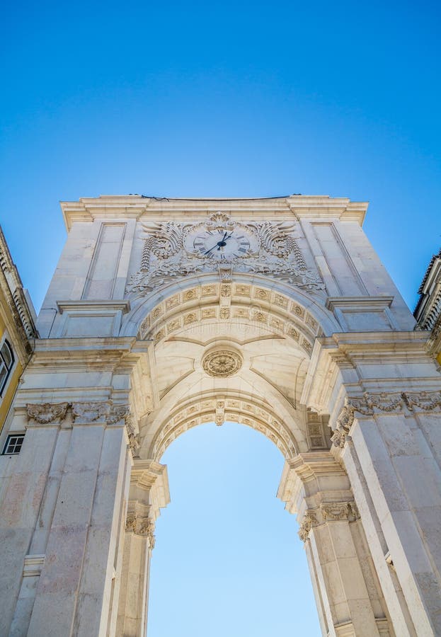 Arch and Clock Tower in Lisbon Stock Image - Image of european, stone ...