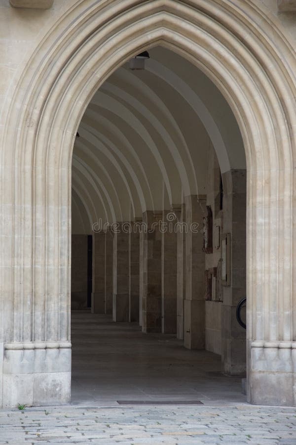 Arch Colonnade of Stone at the Church in the City Stock Photo - Image ...