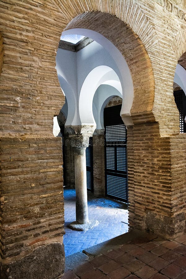 Arch and Columns Inside a Muslim Mosque in Toledo Stock Photo - Image ...